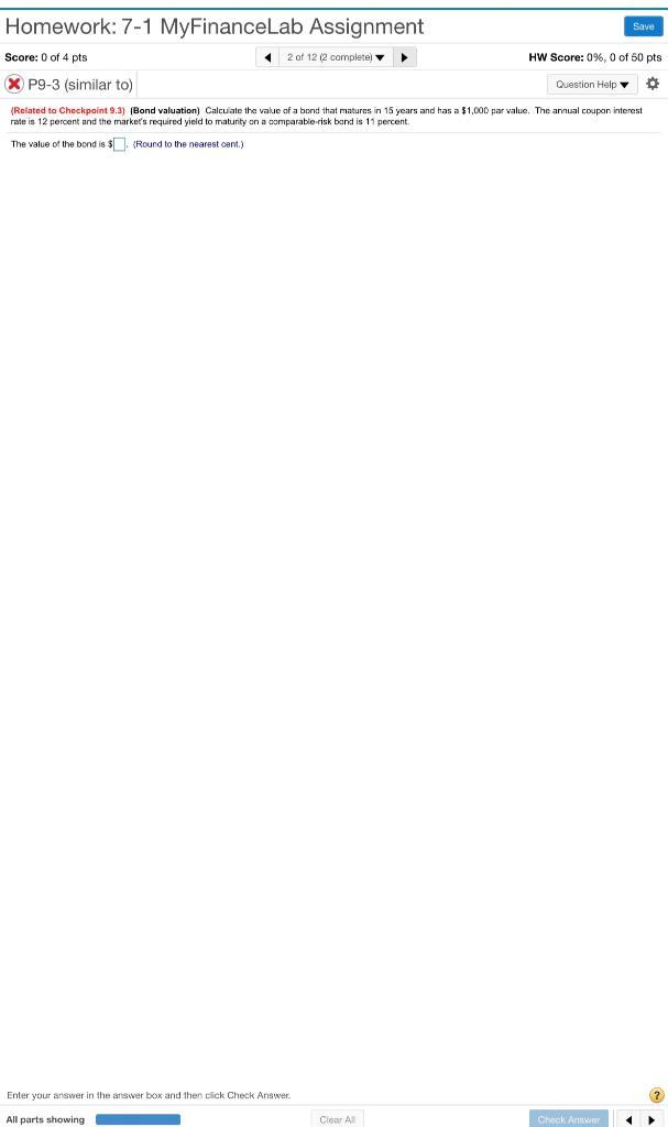 Solved Homework: 7-1 MyFinanceLab Assignment Save Score: 0 | Chegg.com