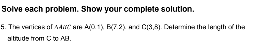 Solved Solve each problem. Show your complete solution. 5. | Chegg.com