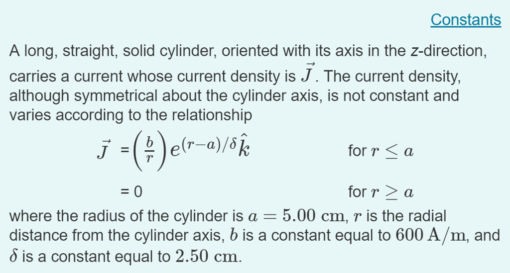 Solved Constants A long, straight, solid cylinder, oriented | Chegg.com