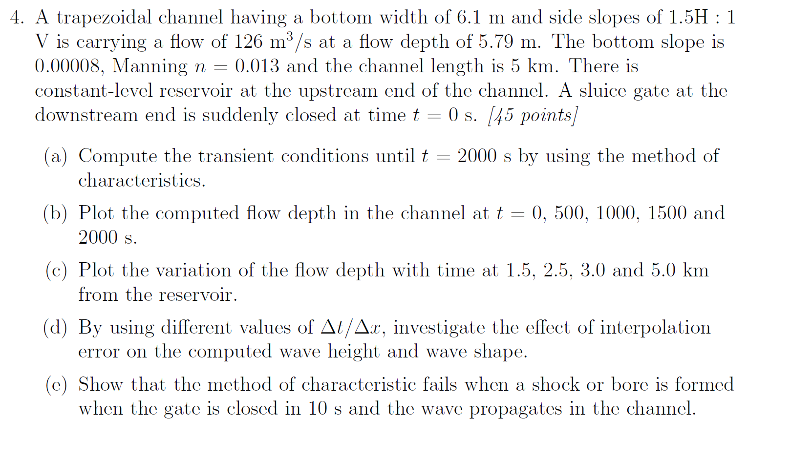 Solved 4. A trapezoidal channel having a bottom width of 6.1 | Chegg.com