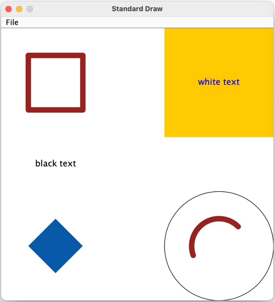 Solved (java) Familiarize yourself with StdDraw. Notice | Chegg.com