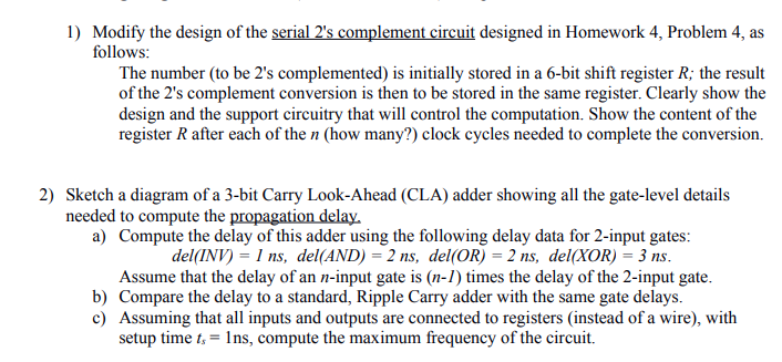 4) Sequential circuit for computation of 2's | Chegg.com
