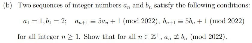 Solved ) Two sequences of integer numbers an and bn satisfy | Chegg.com