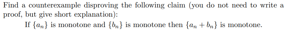 Solved Find a counterexample disproving the following claim | Chegg.com