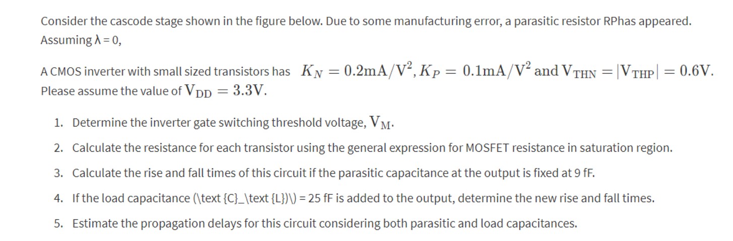 Solved Consider the cascode stage shown in the figure below. | Chegg.com