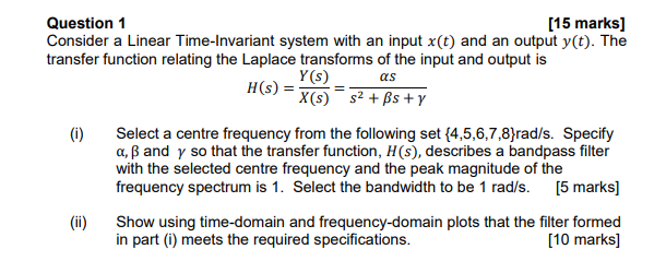 Solved Question 1 [15 marks] Consider a Linear | Chegg.com