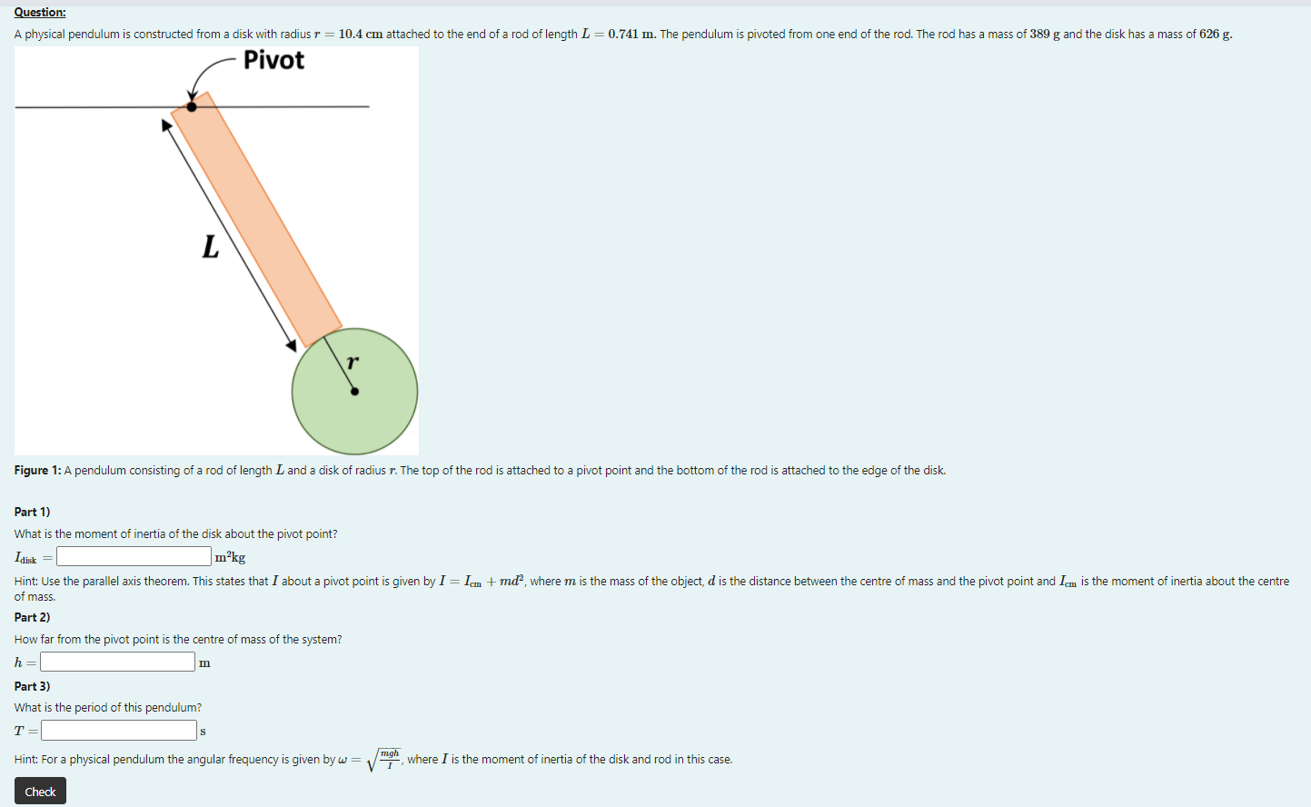 Solved Question: A physical pendulum is constructed from a | Chegg.com
