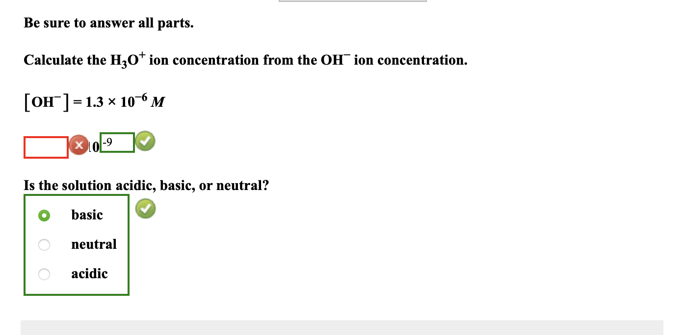 Solved Be sure to answer all parts. Calculate the H3O+ion | Chegg.com