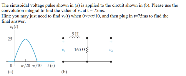 Solved The sinusoidal voltage pulse shown in (a) is applied | Chegg.com