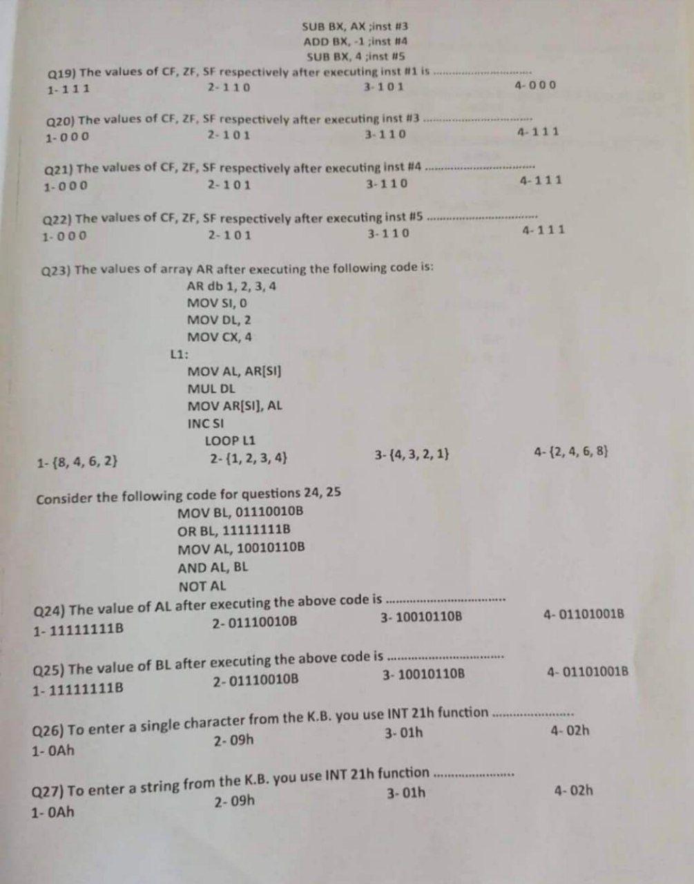 Solved 8086 Architecture (1-15): Q1) The number of the | Chegg.com