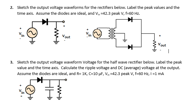 Solved 2. Sketch the output voltage waveforms for the | Chegg.com