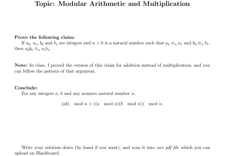 how to solve modular arithmetic