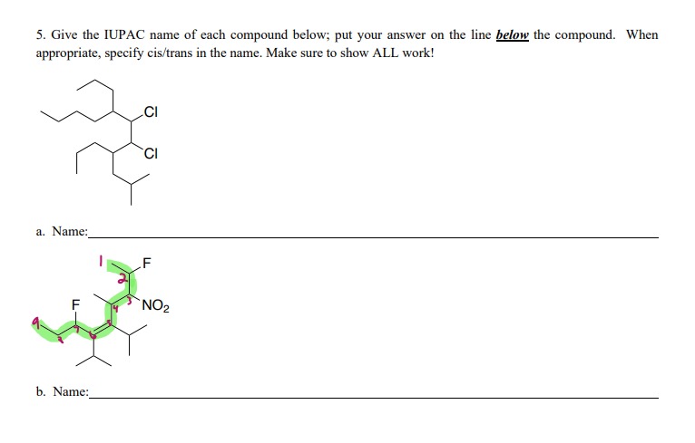 Solved Give the IUPAC name of each compound below; put your | Chegg.com