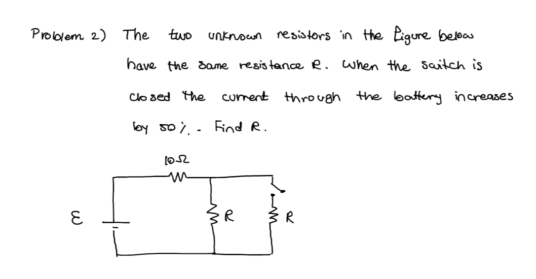 Solved Problem 2) The two unknown resistors in the figure | Chegg.com