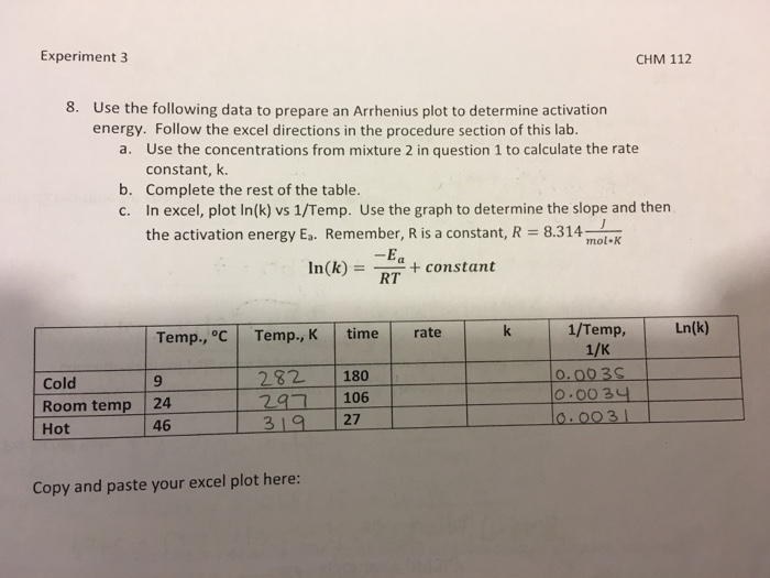 Experiment 3 CHM 112 8. Use the following data to | Chegg.com Experiment 3 CHM 112 8. Use the following data to | Chegg.com