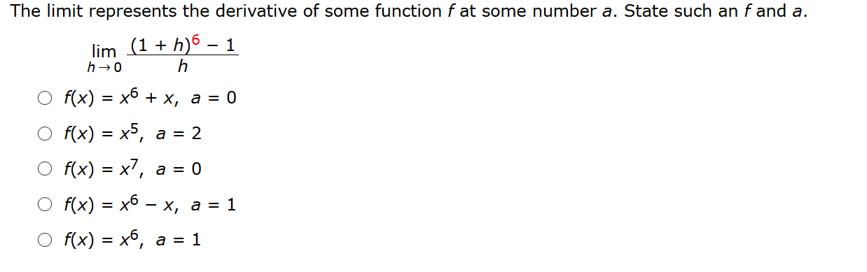 Solved The limit represents the derivative of some function | Chegg.com