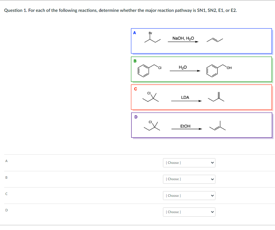 Solved Question 1. For each of the following reactions, | Chegg.com