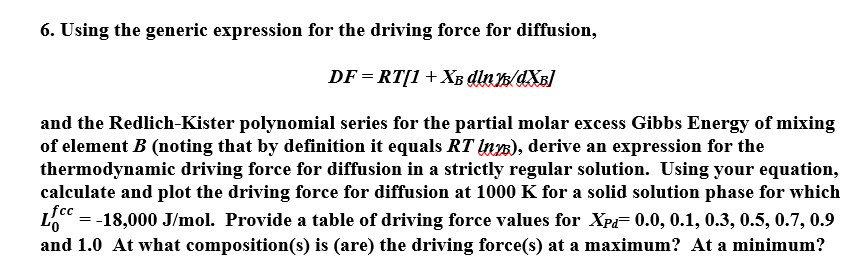 6. Using the generic expression for the driving force | Chegg.com