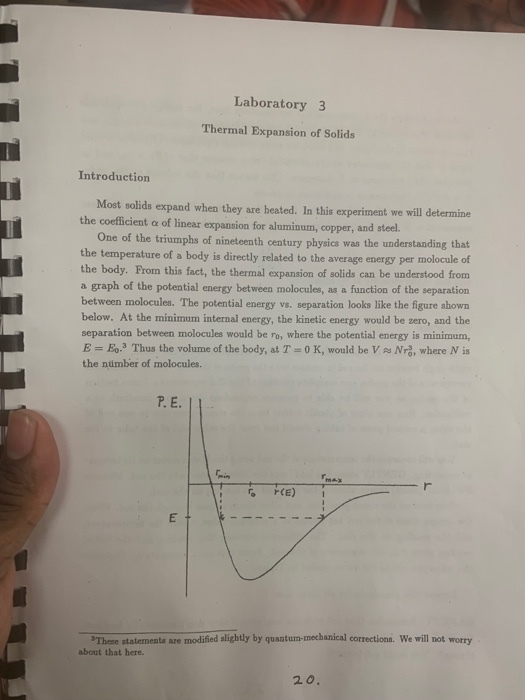 Laboratory 3 Thermal Expansion of Solids Introduction | Chegg.com
