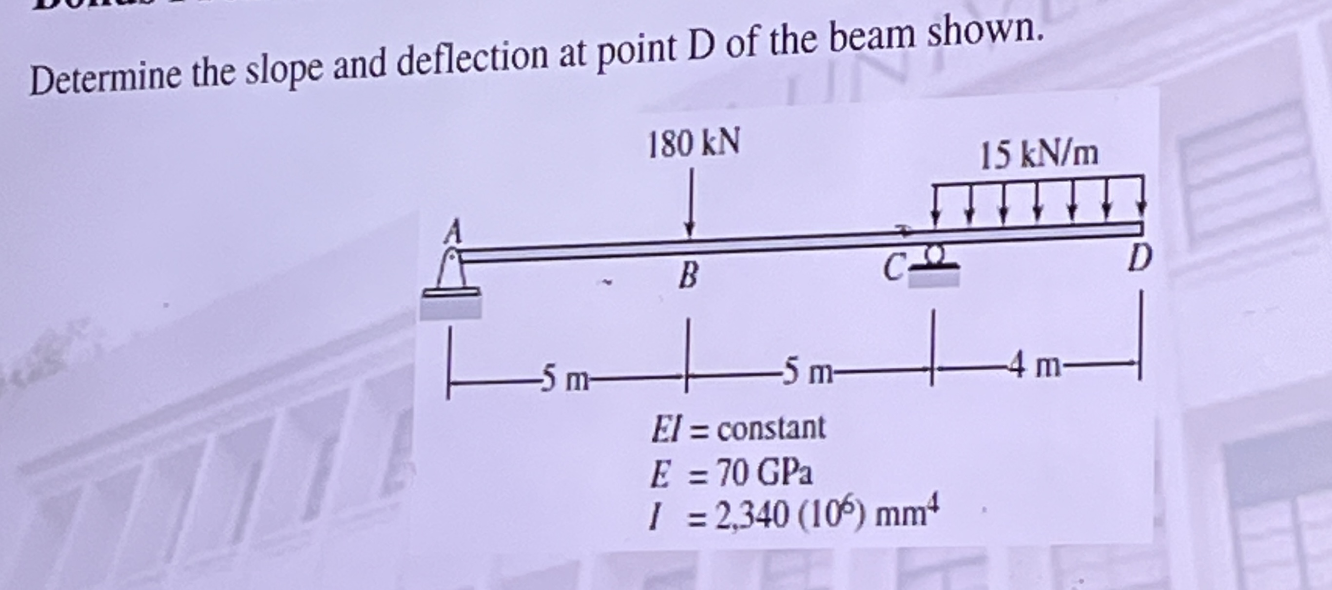 Solved Determine the slope and deflection at ﻿point D of | Chegg.com