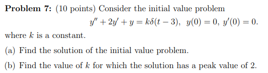 Solved Problem 7: (10 points) Consider the initial value | Chegg.com