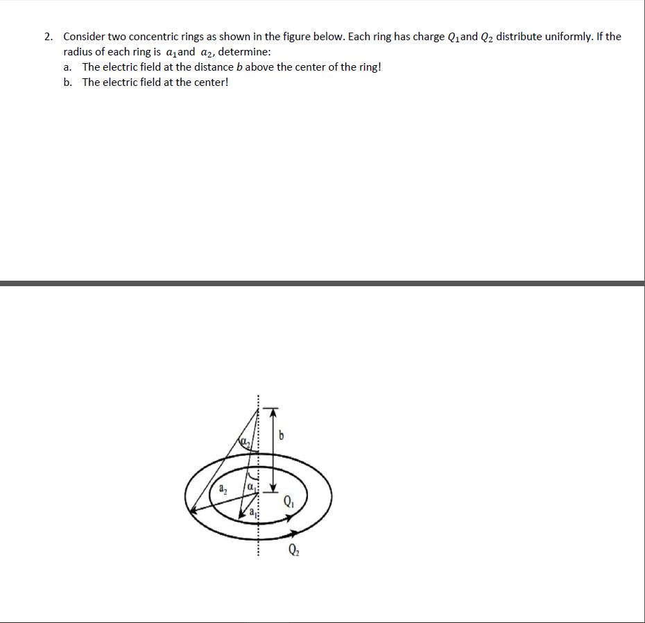 Solved 2. Consider two concentric rings as shown in the | Chegg.com