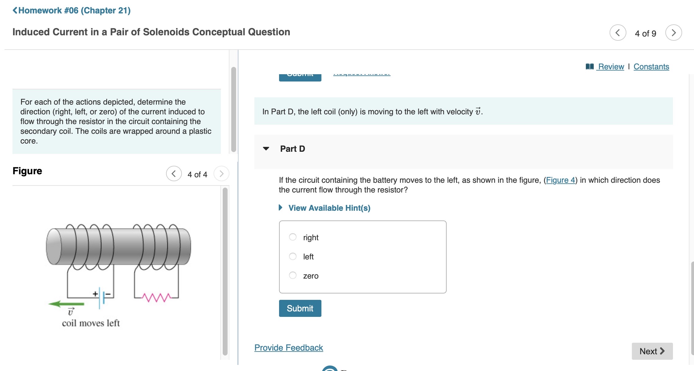 Induced Current in a Pair of Solenoids Conceptual | Chegg.com