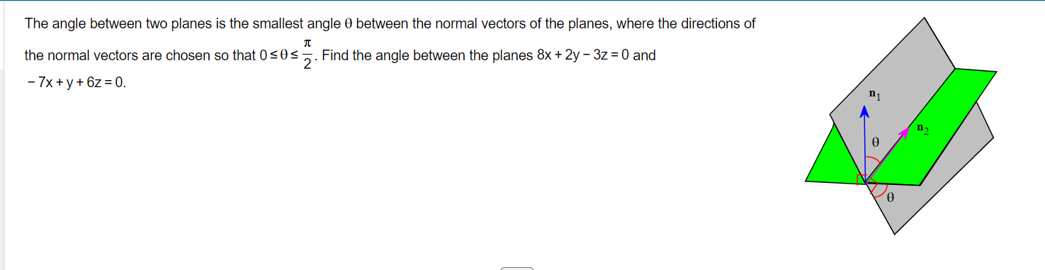 Solved The angle between two planes is the smallest angle θ | Chegg.com
