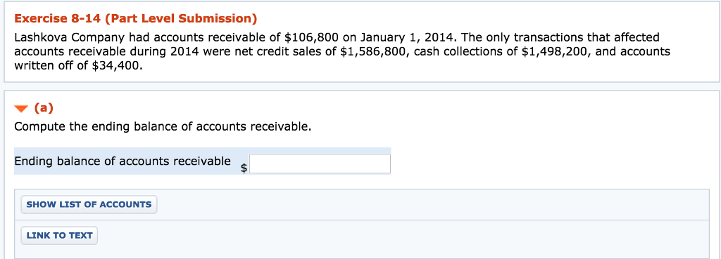 Solved Exercise 8-14 (Part Level Submission) Lashkova | Chegg.com