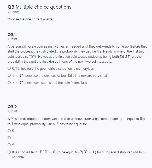 Solved Q3 Multiple choice questions 2 Points Choose the one | Chegg.com