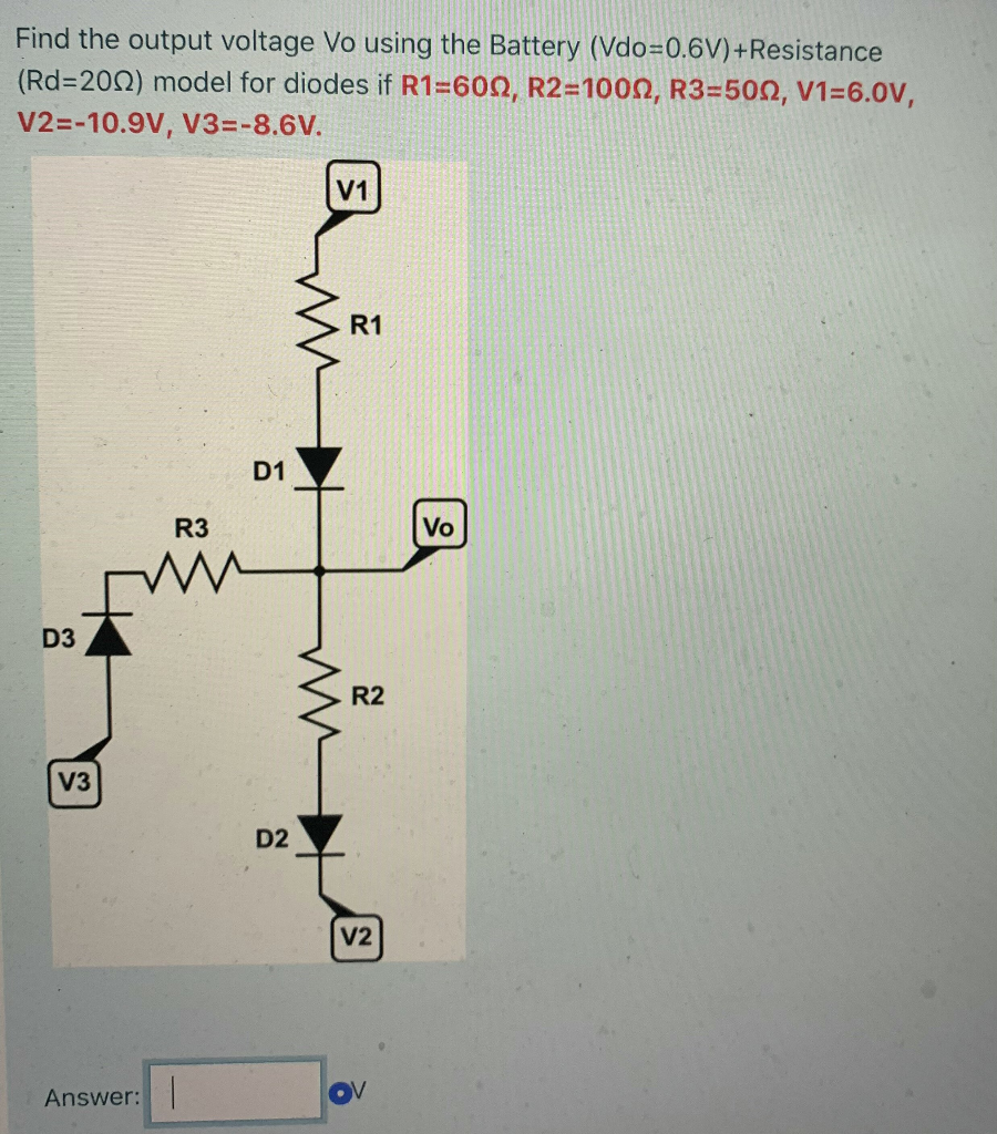 Solved Find the output voltage Vo using the Battery | Chegg.com