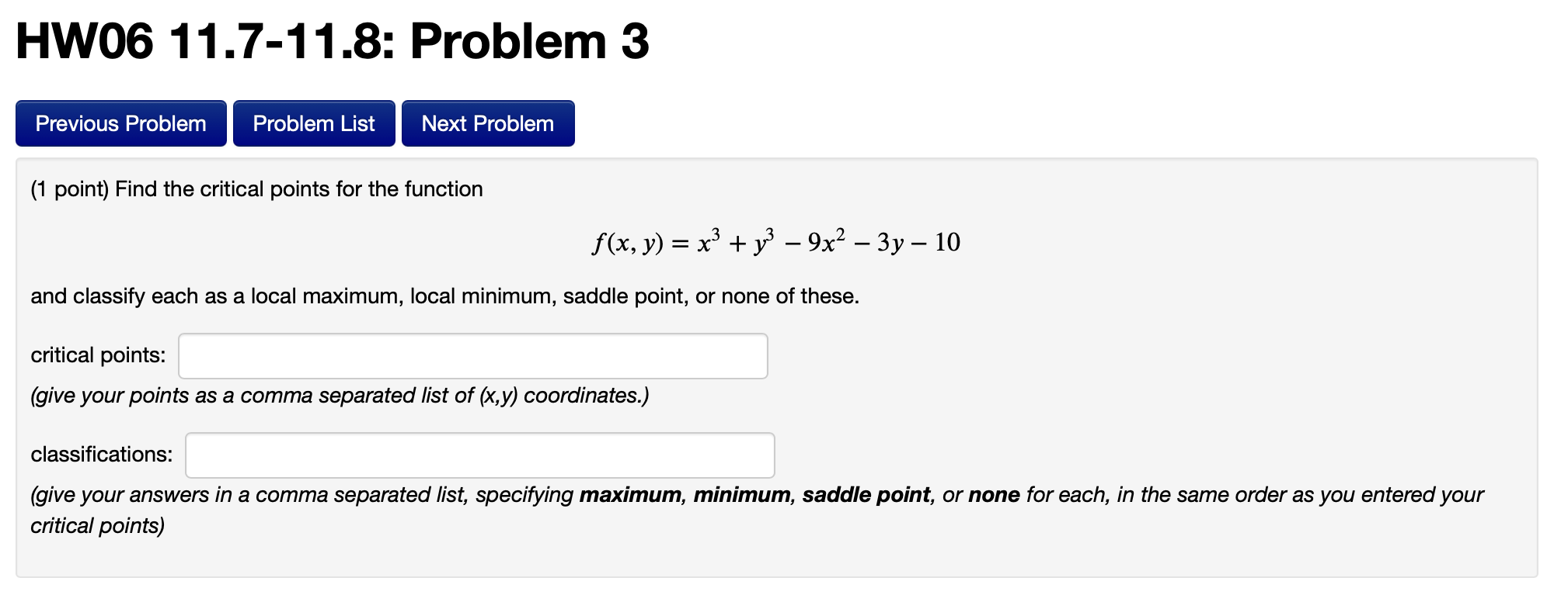 Solved HW06 11.7-11.8: Problem 3 Previous Problem Problem | Chegg.com