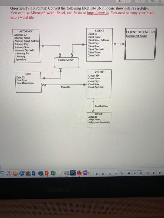 Question 2) (10 Points): Convert the following ERD | Chegg.com