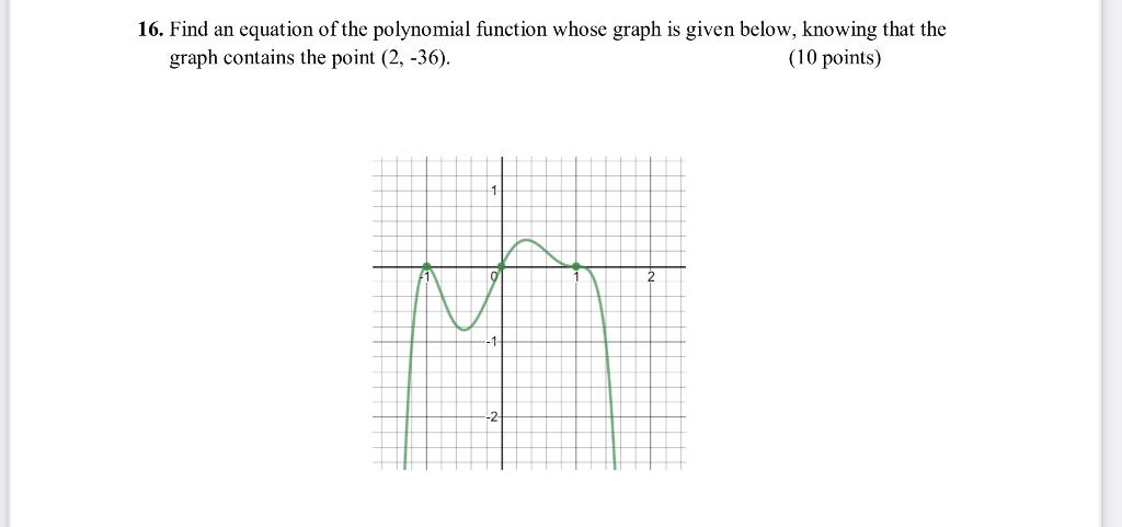 Solved 16. Find an equation of the polynomial function whose | Chegg.com