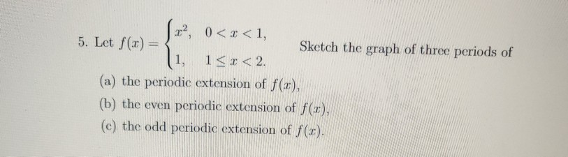 Solved 5. Let f(x) Sketch the graph of three periods of x