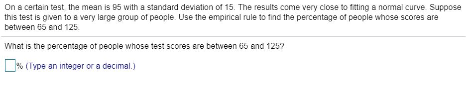 Solved On a certain test, the mean is 95 with a standard | Chegg.com