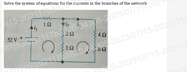Solved Solve the system of equations for the currents in the | Chegg.com