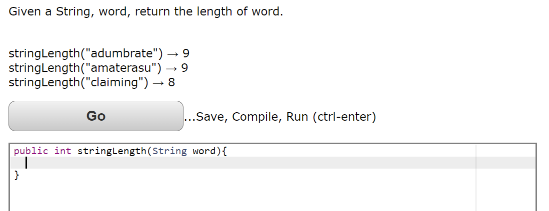 Solved Given a String, word, return the length of | Chegg.com
