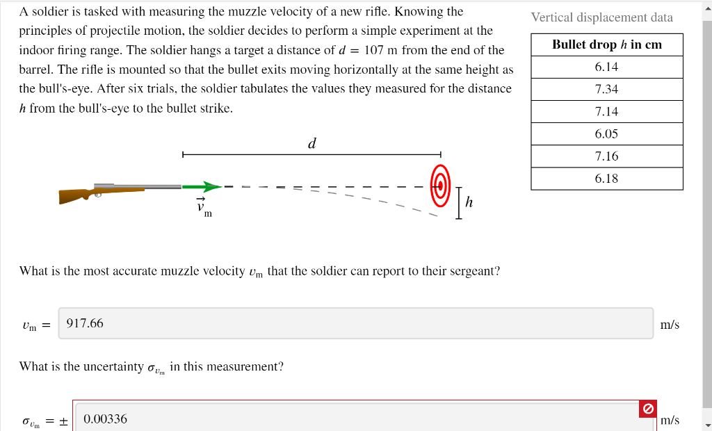 Solved A soldier is tasked with measuring the muzzle | Chegg.com