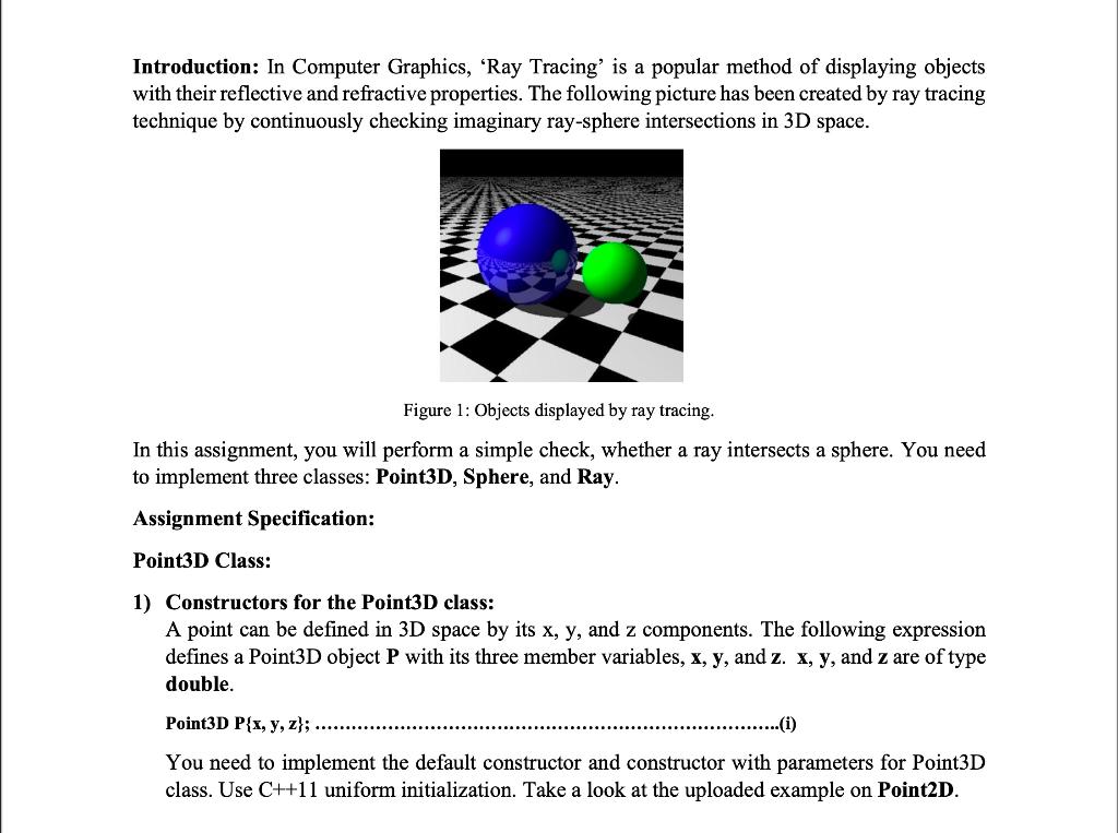 Introduction: In Computer Graphics, 'Ray Tracing' is | Chegg.com