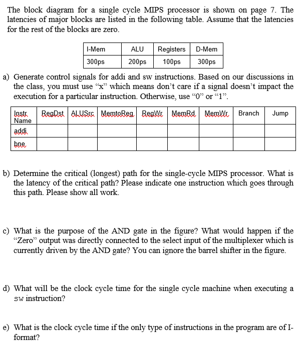 Solved The block diagram for a single cycle MIPS processor | Chegg.com