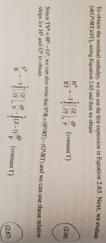 Solved To obtain the residual enthalpy, we can use the first | Chegg.com