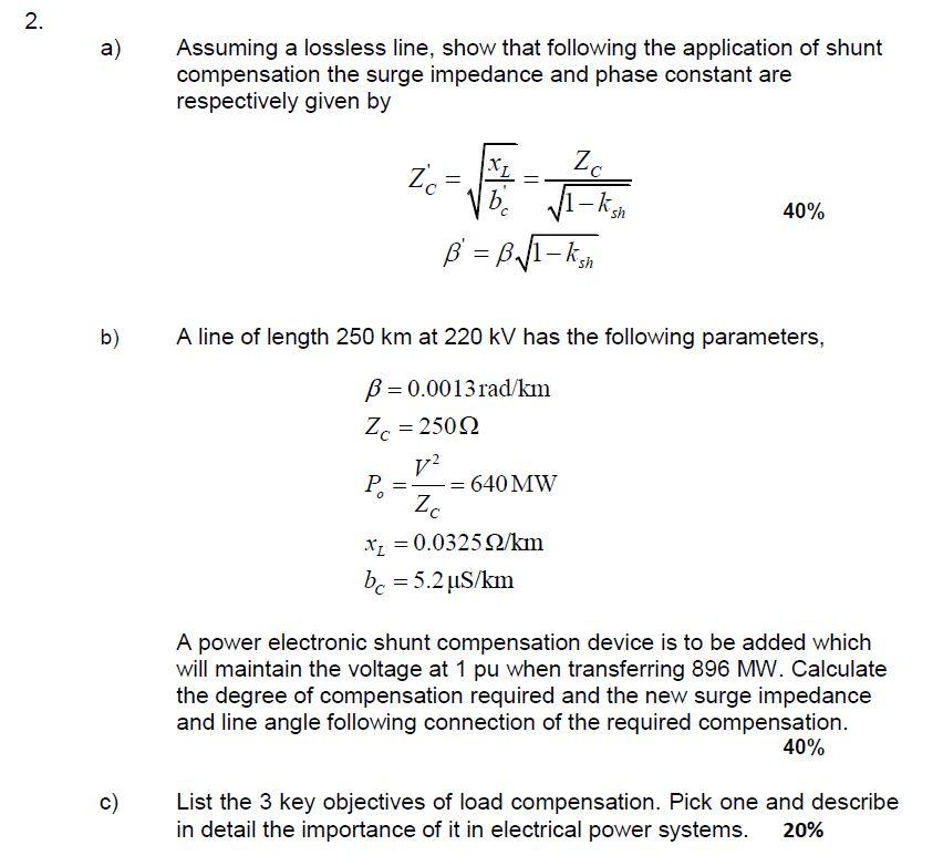 Solved Assuming a lossless line, show that following the | Chegg.com