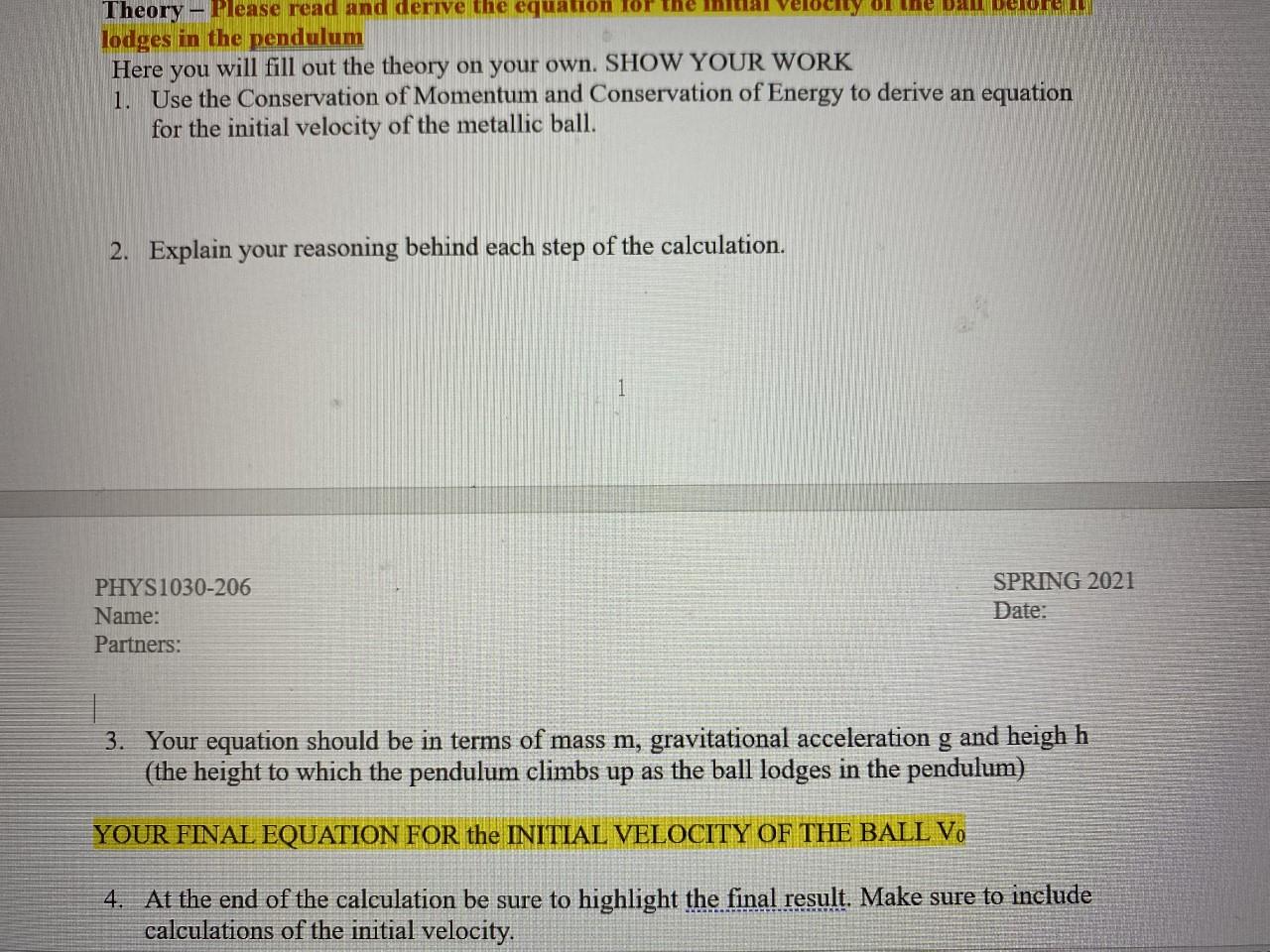 Solved ho=2.5cm h=10.5cm Table 1 - Data set Calculate the | Chegg.com