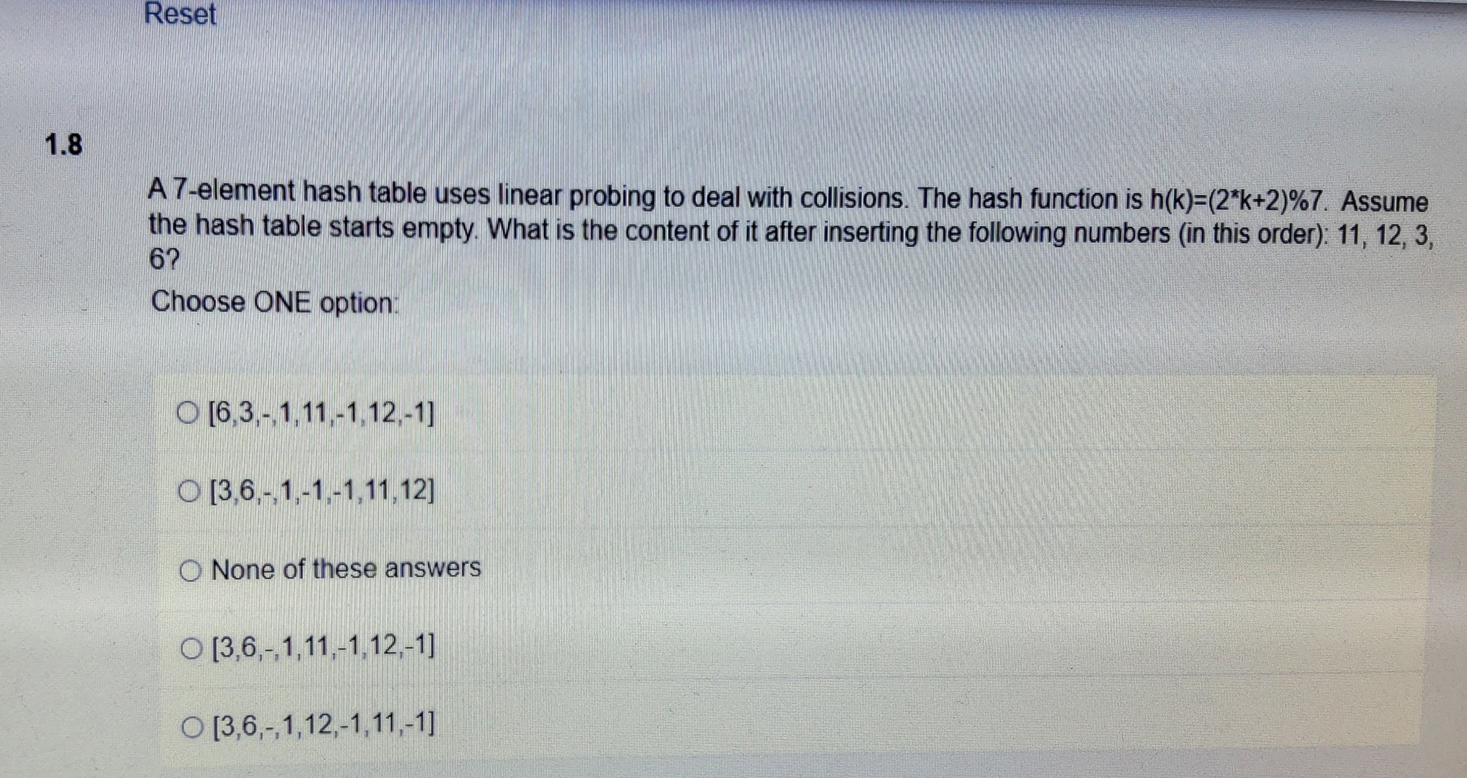 Solved A 7-element hash table uses linear probing to deal | Chegg.com