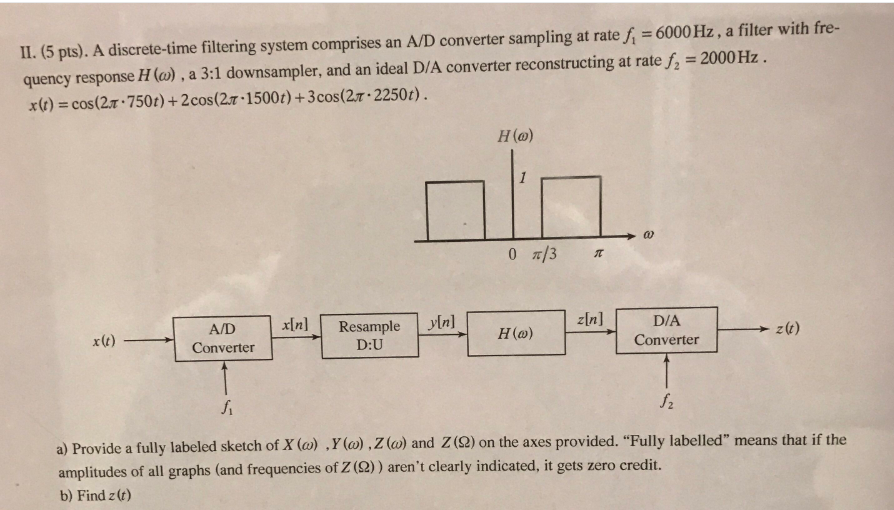 Solved IL. (5 pts). A discrete-time filtering system | Chegg.com