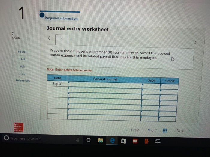 Solved Required information Journal entry worksheet 7 points | Chegg.com
