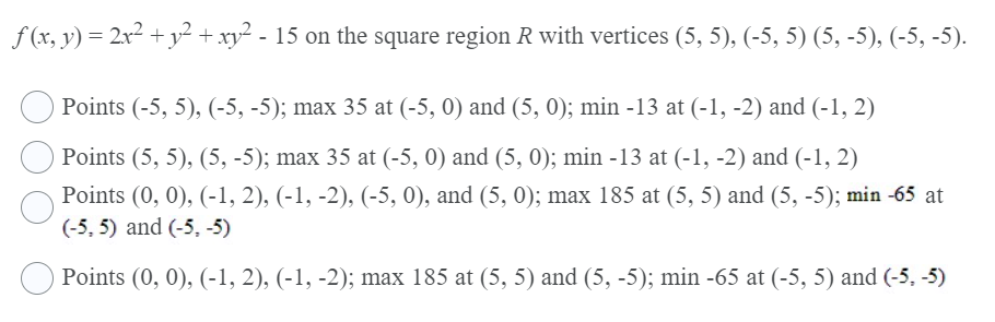 Solved Find all interior and boundary critical points | Chegg.com