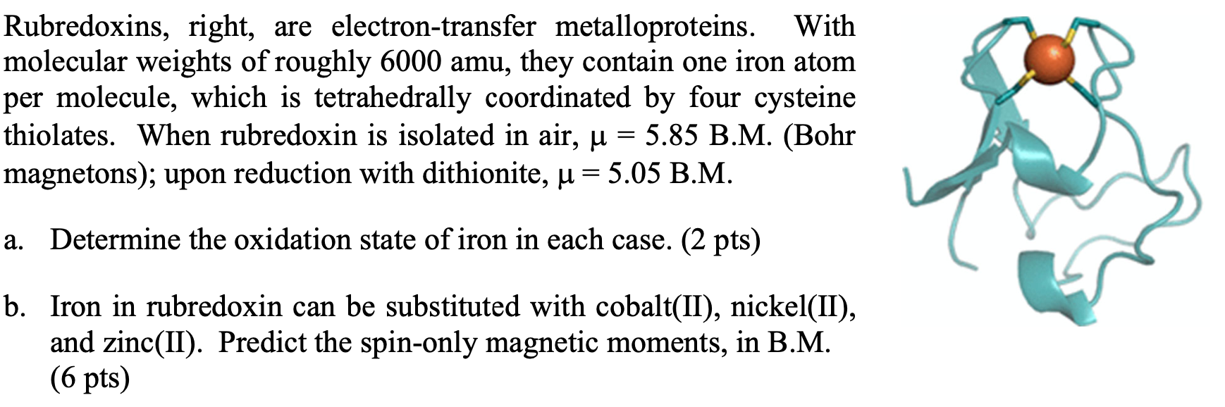 Solved Rubredoxins, right, are electron-transfer | Chegg.com