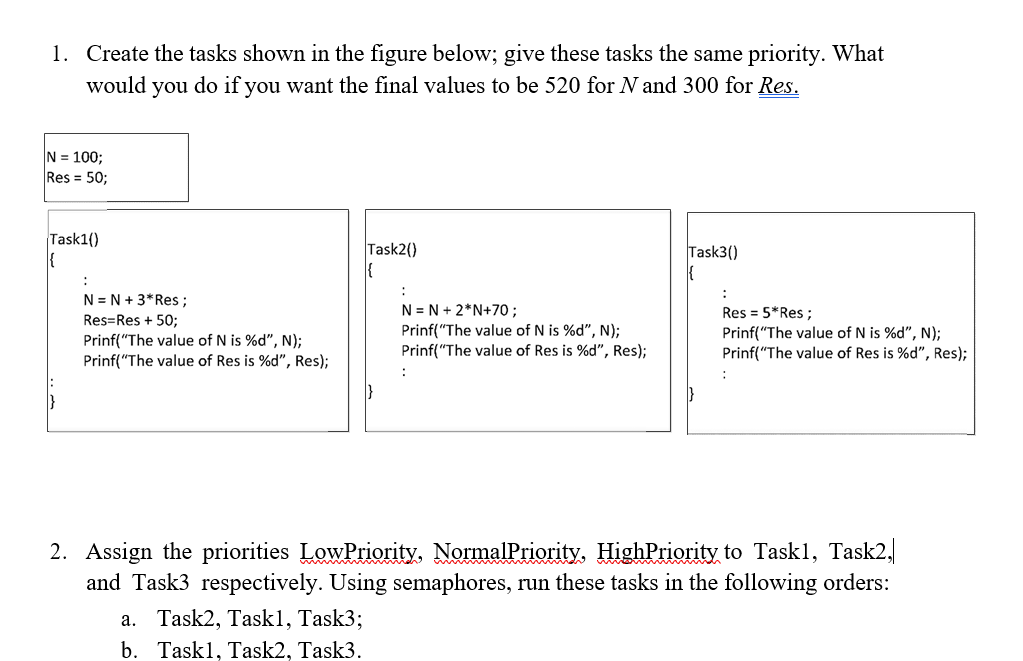 Solved 1. Create the tasks shown in the figure below; give | Chegg.com